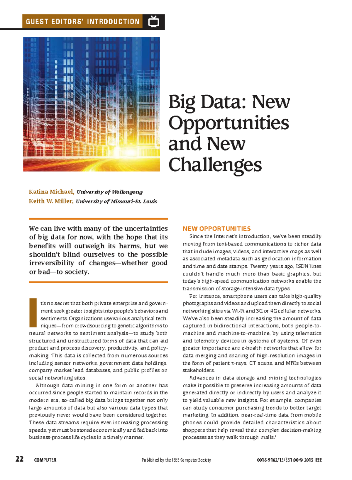 Big Data: New Opportunities and Challenges - Lecture Notes - Studocu