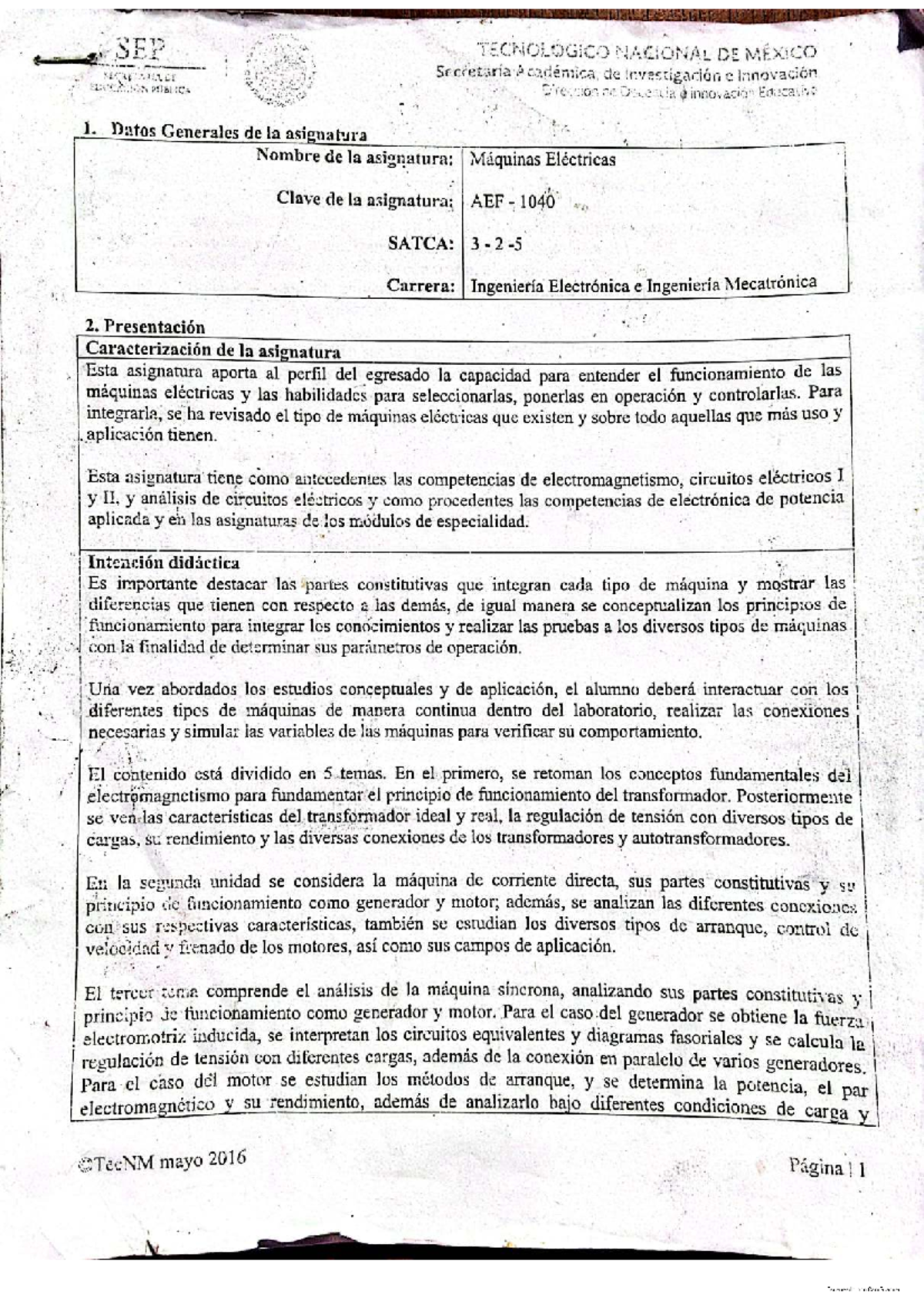 Máquinas Eléctricas AEF 1040: Temario y Competencias Esenciales - Studocu