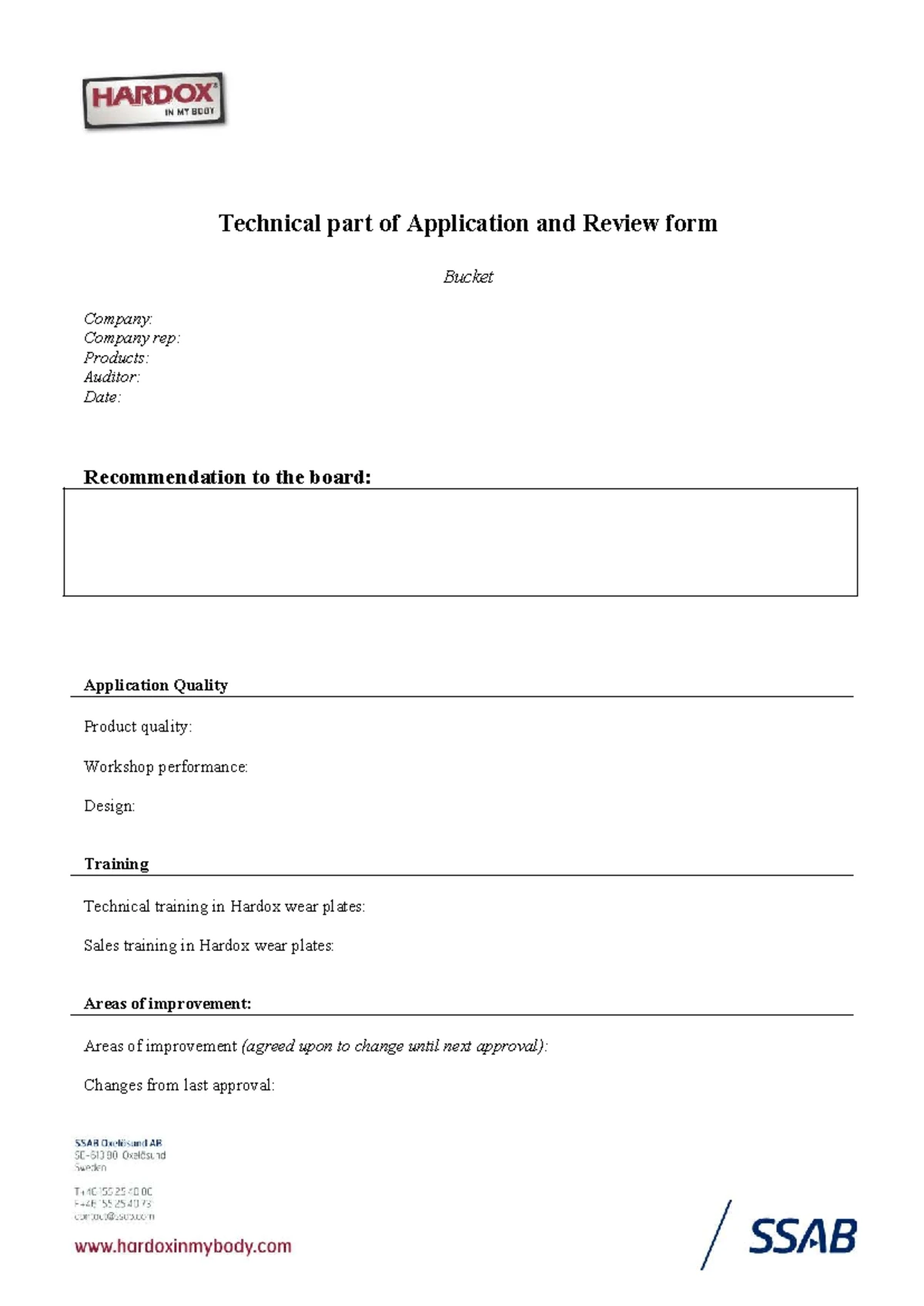 Technical Application & Review Form for Tipper-Container Company - Studocu