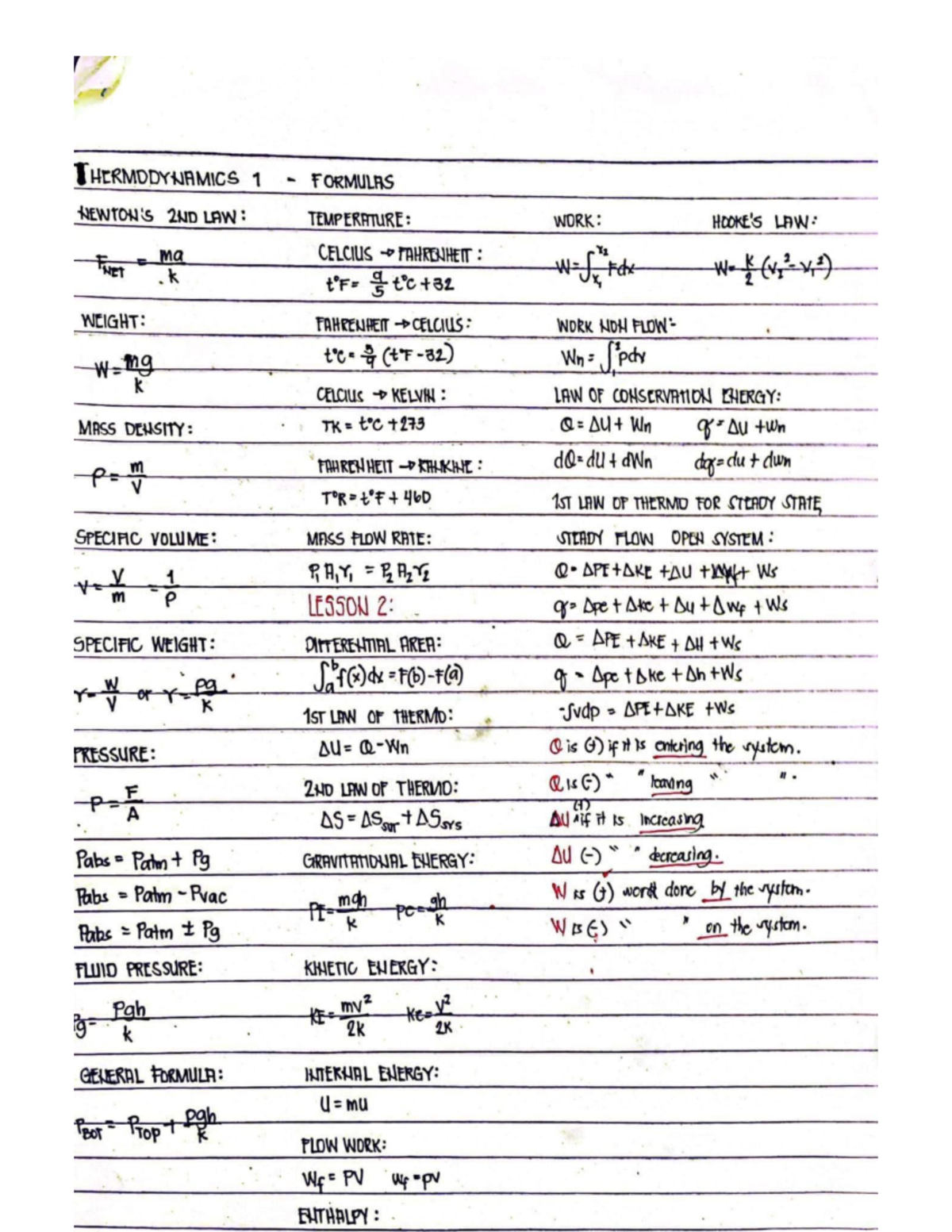 Thermodynamics 1 Formulas and Constants - Z THERMDDYNAMICS 1 FORMULAS ...