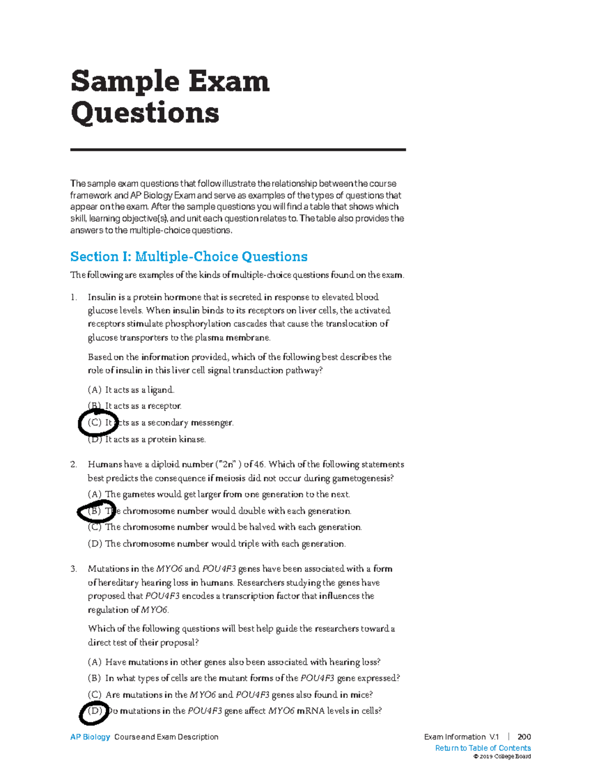 AP® Biology Sample Exam Questions and Descriptions - Studocu