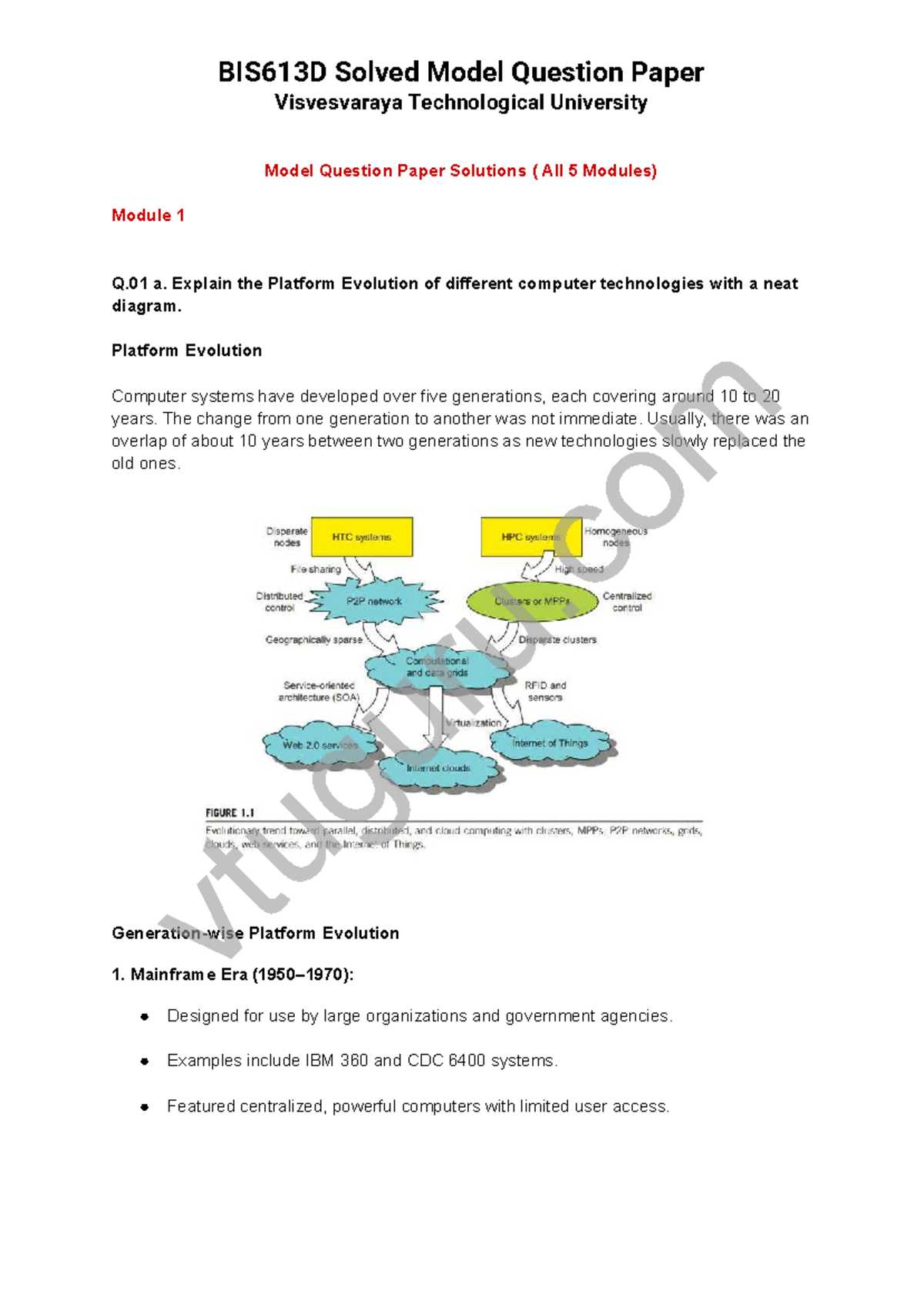 BIS613D Model Question Paper Solutions: Platform Evolution & Cloud ...