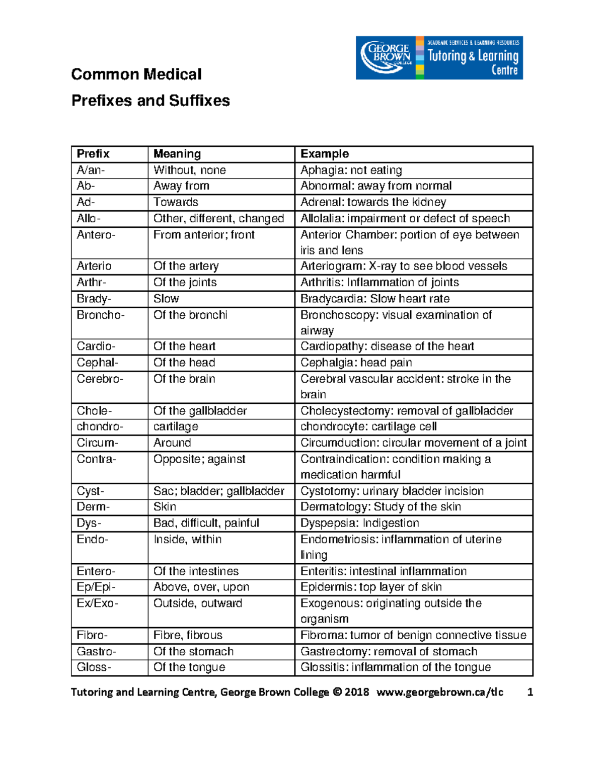 Common Medical Prefixes and Suffixes: A Comprehensive Guide - Studocu