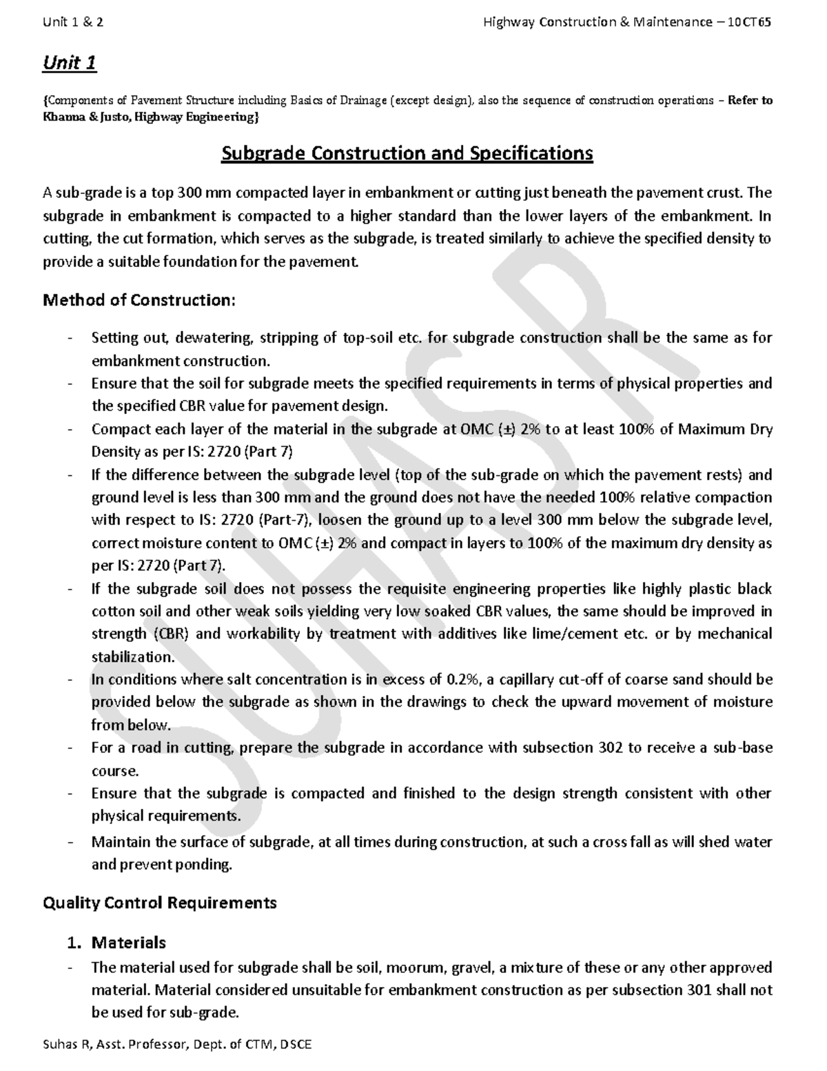 Specifications and Quality Control of Subgrade and GSB Construction ...