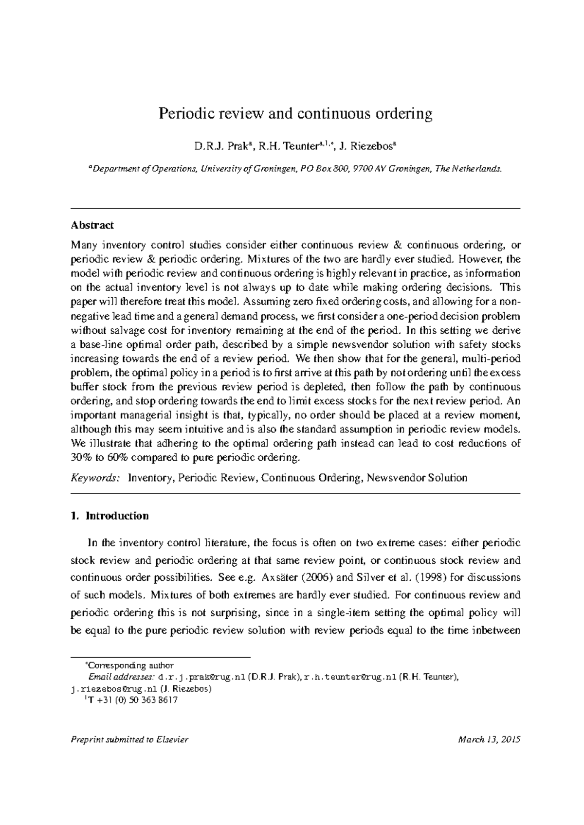 Periodic Review with Continuous Ordering: An Inventory Policy Analysis ...