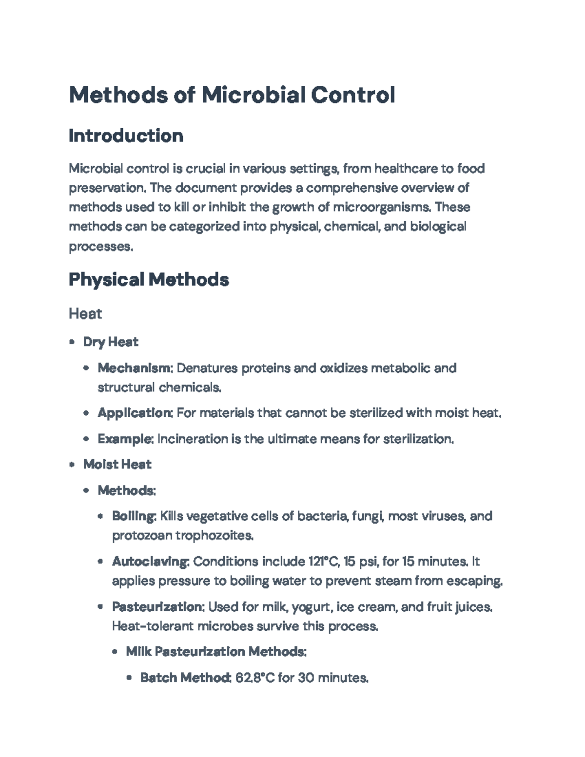 Microbial Control Methods: Physical, Chemical & Biological Strategies ...