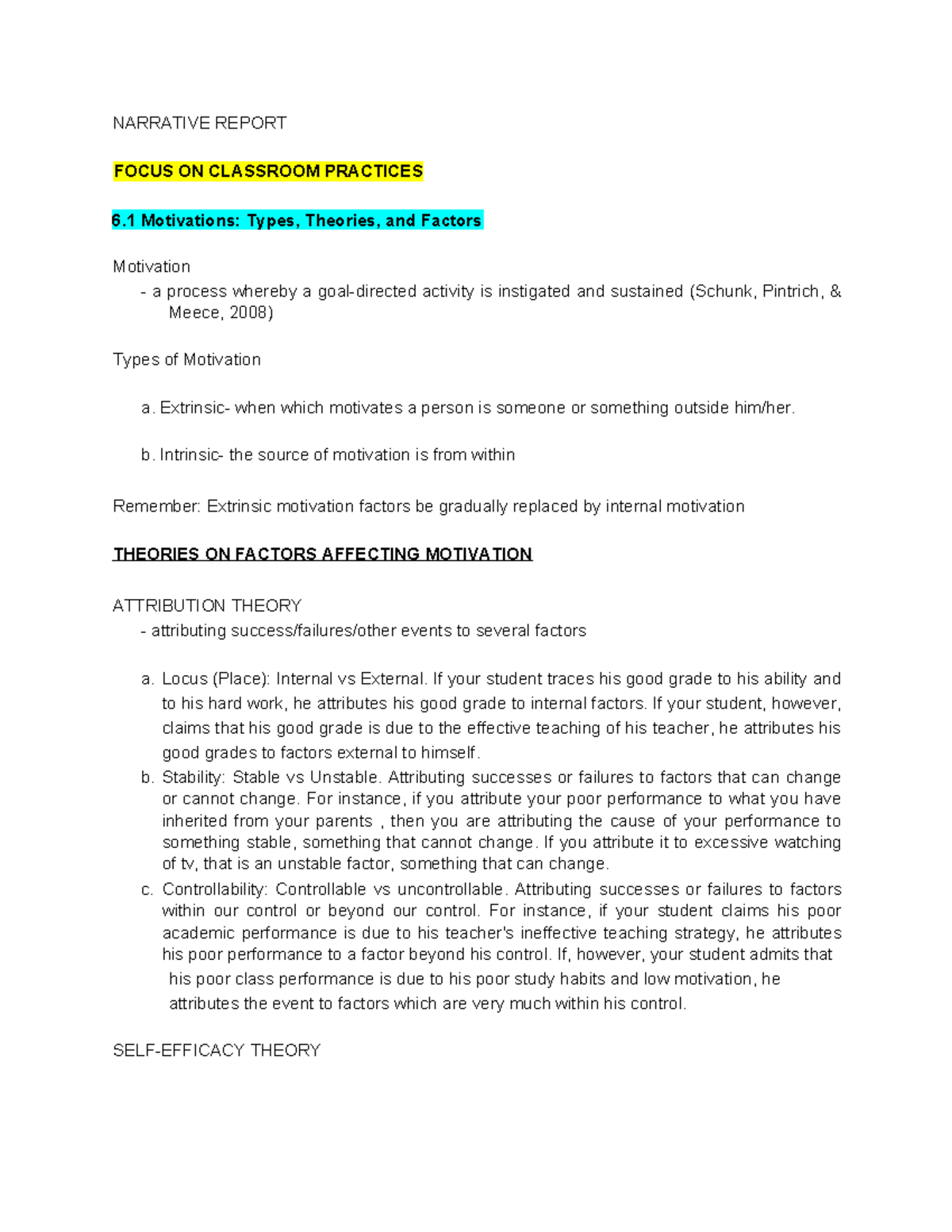 EDUC60 Final Report on Classroom Practices and Motivation Theories ...