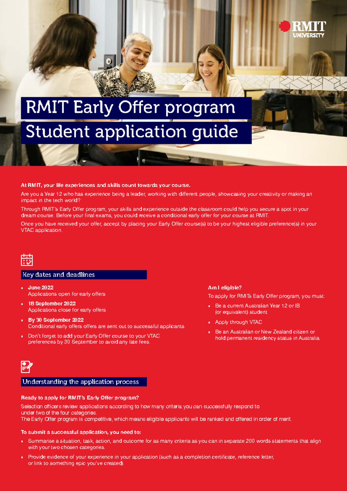 RMIT Early Offer Program Student Application Guide 2022 - Studocu
