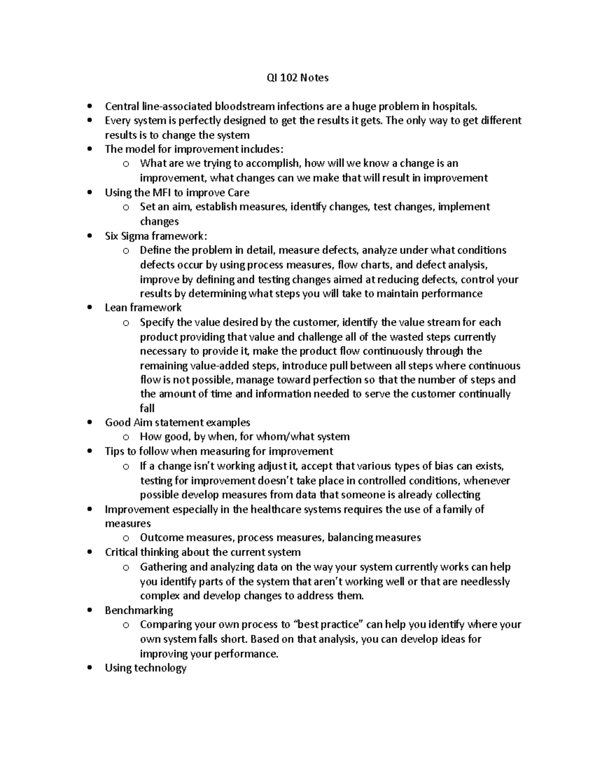 QI 102 Notes - QI 102 Notes Central line-associated bloodstream ...