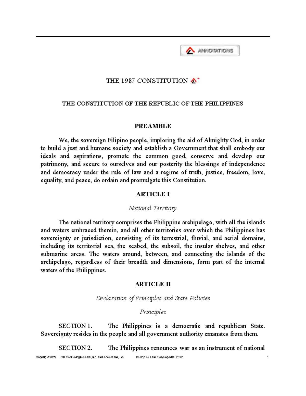 1987 PH Constitution: Overview and Key Articles - Studocu