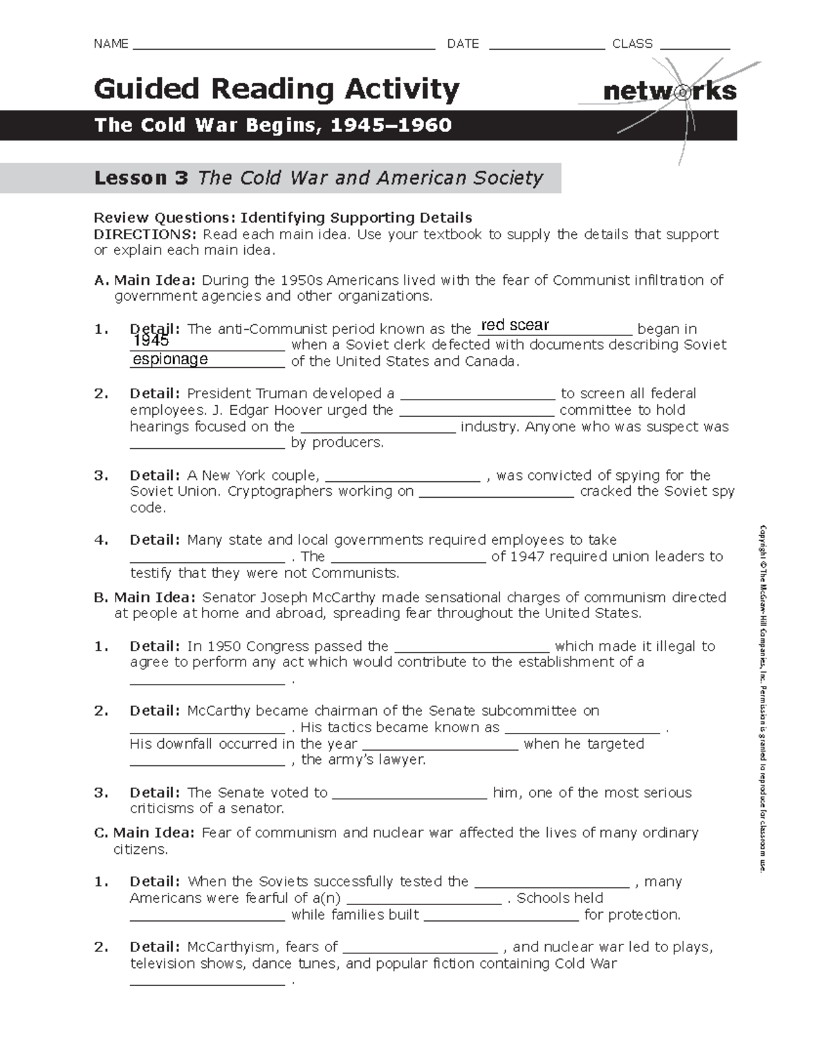 MH GR 22-3 Guided Reading Activity: The Cold War and American Society ...