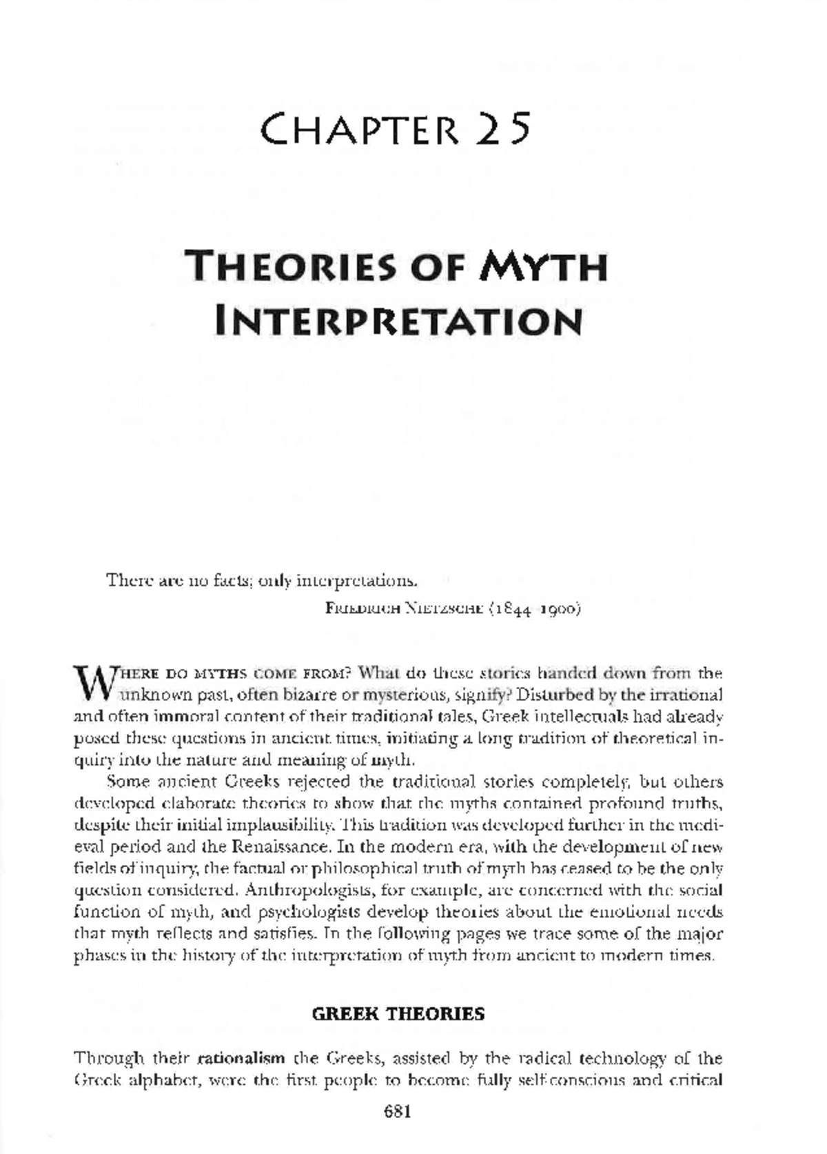 Theories of Myth Interpretation - Chapter 2 Analysis (028192) - Studocu