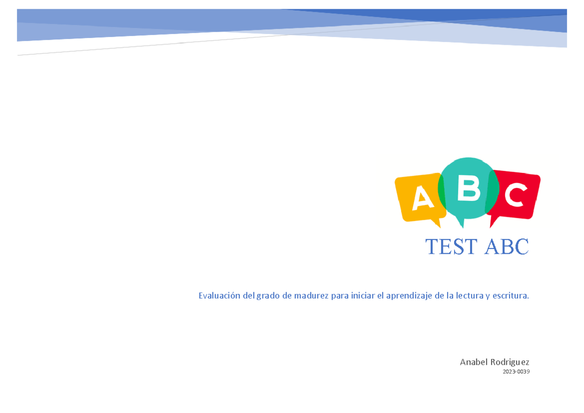 Trabajo Final: Evaluación del Test ABC para la Madurez Lectora - Studocu