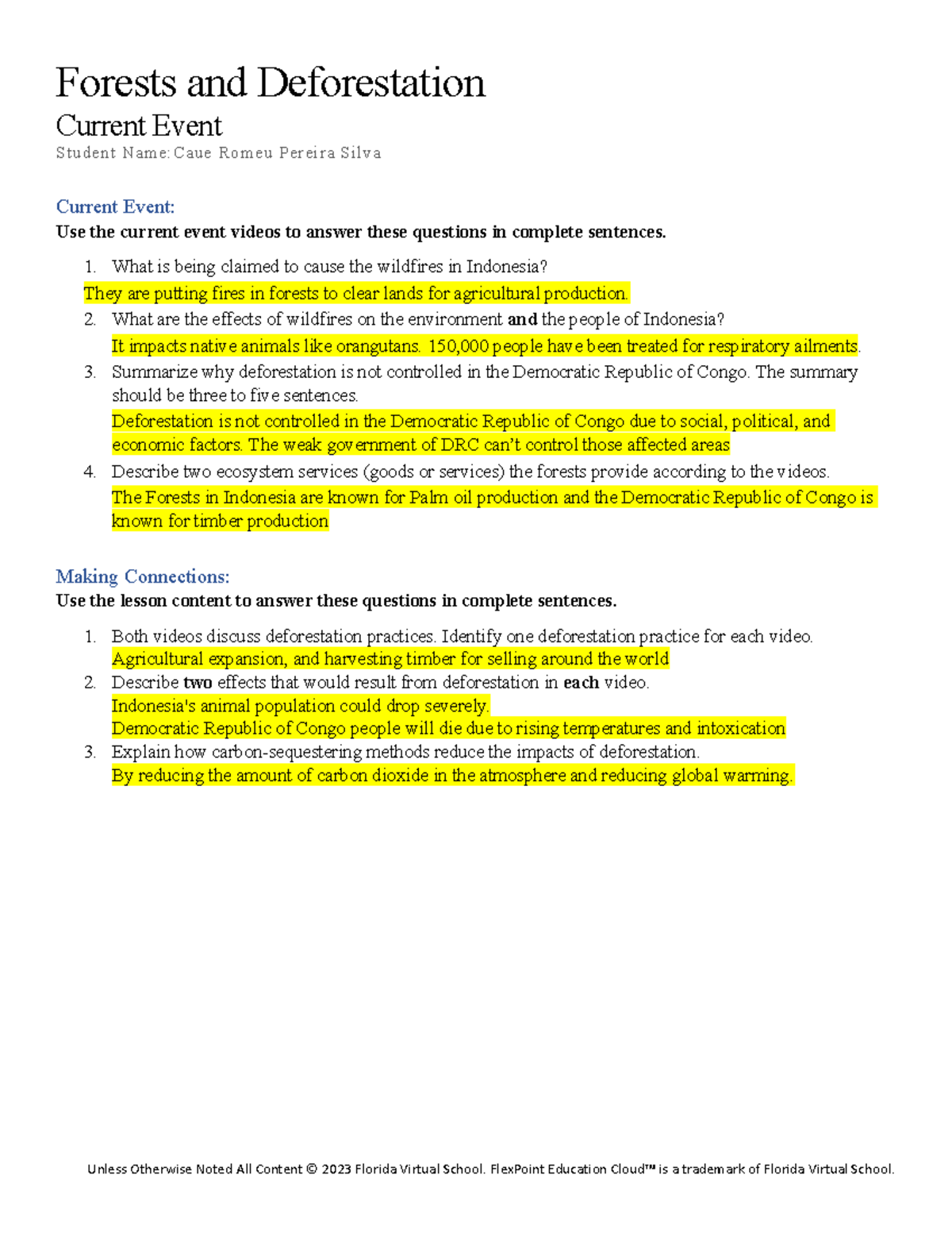 02 04 Worksheet: Forests and Deforestation Current Events Summary - Studocu