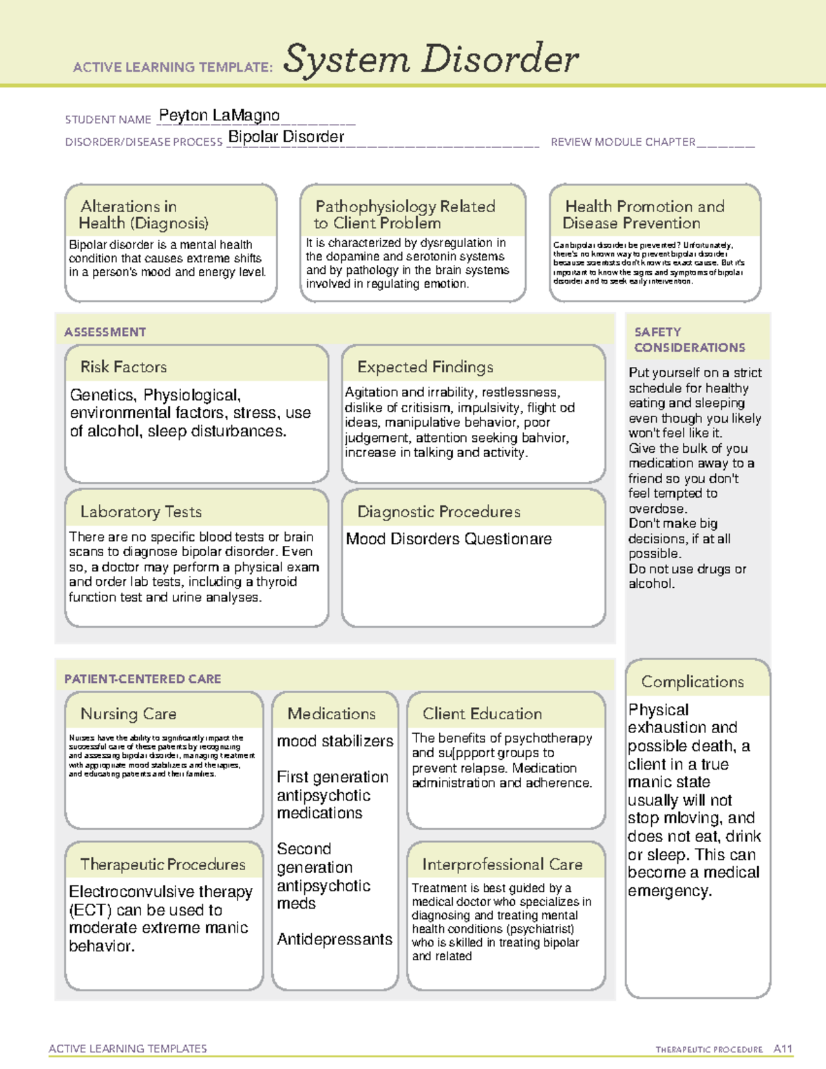 ATI Systems Disorder Bipolar Disorder - ACTIVE LEARNING TEMPLATES ...
