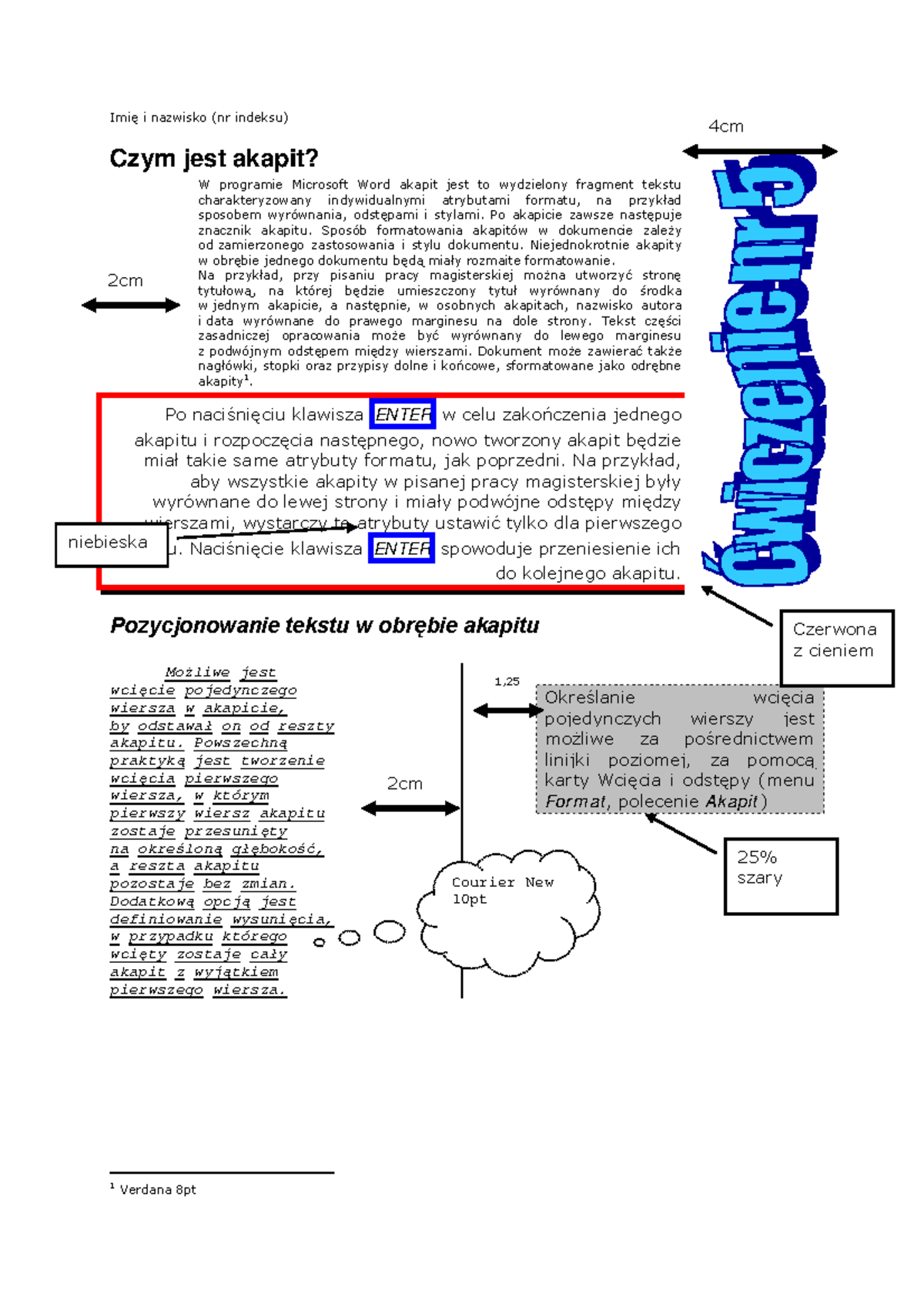 Cw 07: Wprowadzenie do formatowania akapitów w Microsoft Word - Studocu