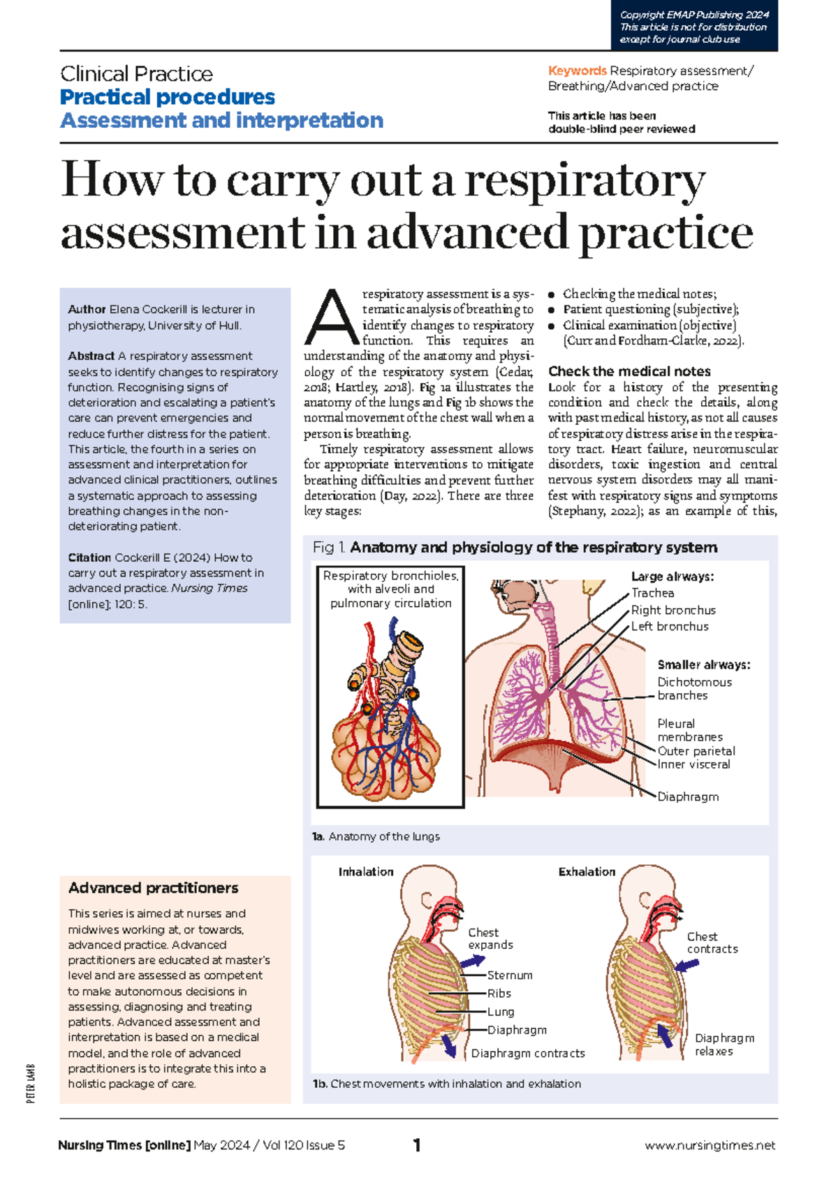 Nursing Times 120: How to Conduct a Respiratory Assessment in Advanced ...