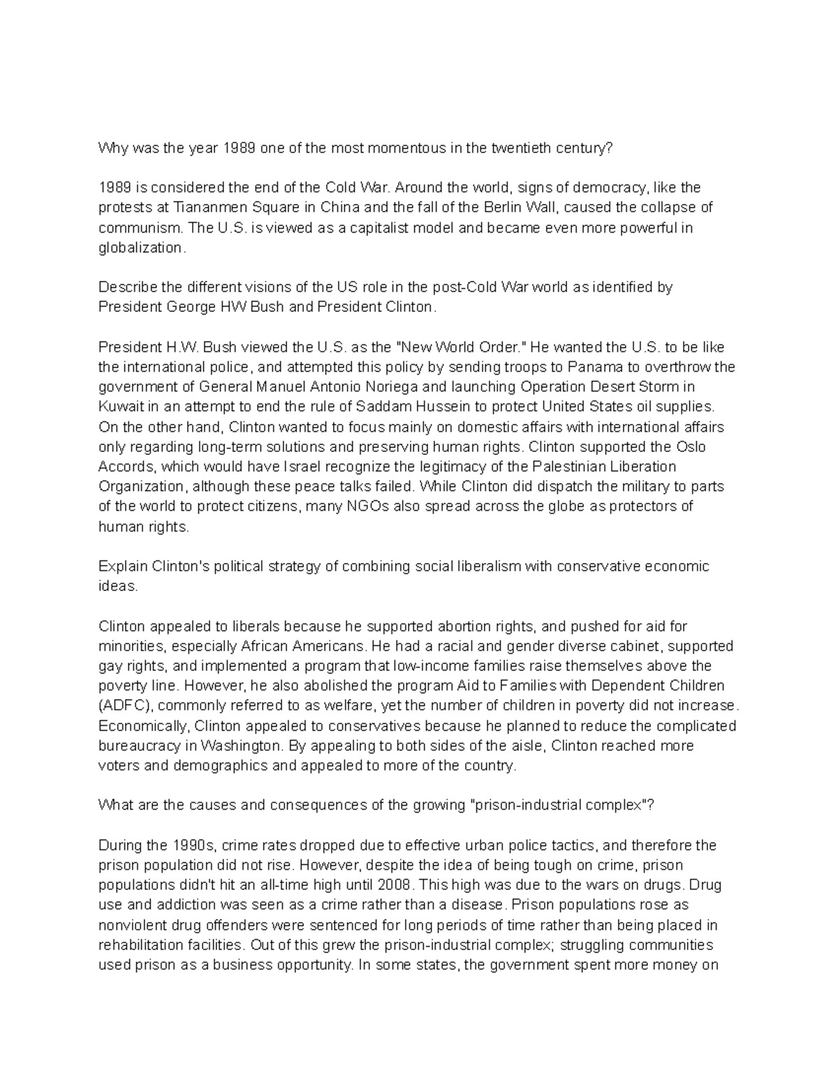 Ch 27 - The Impact of 1989: U.S. Foreign Policy & Social Change - Studocu