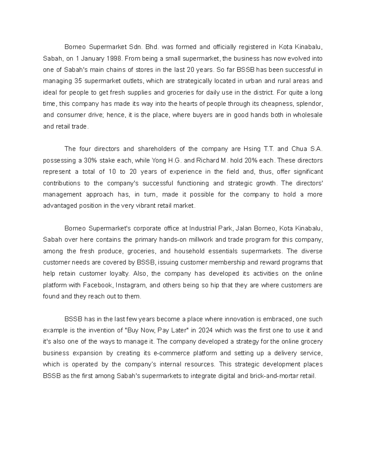 FIN367: Case Study on Borneo Supermarket's E-Commerce Expansion ...