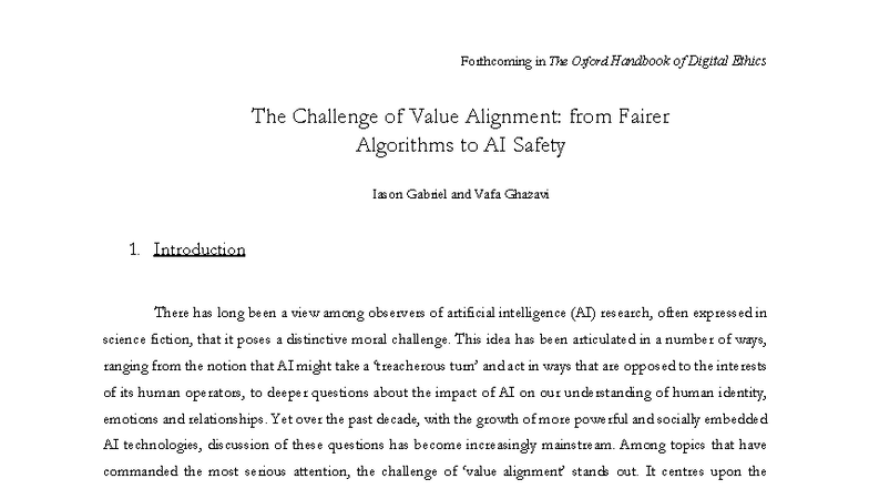 Value Alignment in AI: Challenges and Ethical Considerations - Lecture ...