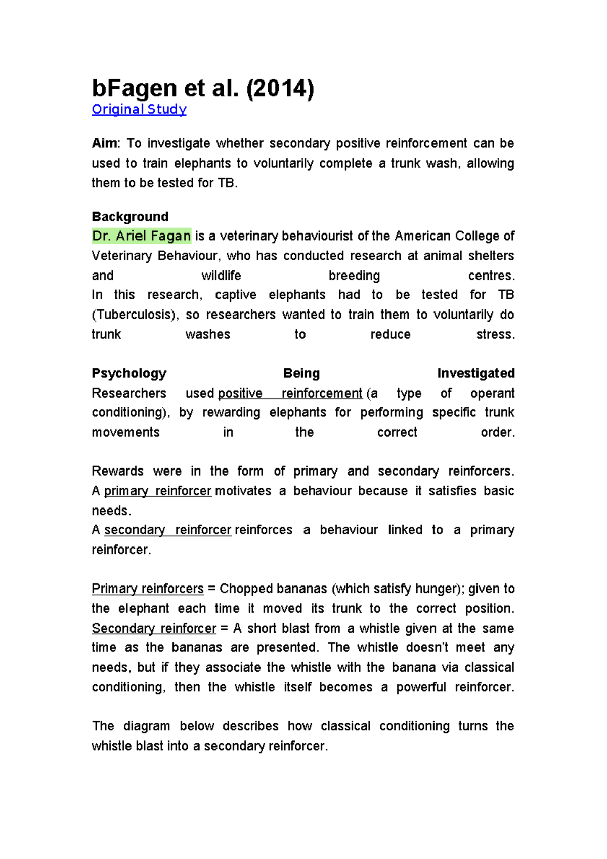 Fagen et al. (2014) Study on Secondary Positive Reinforcement in ...