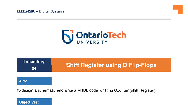 ELEE2450U Lab 04: Design & Simulation of Shift Register D - Studocu