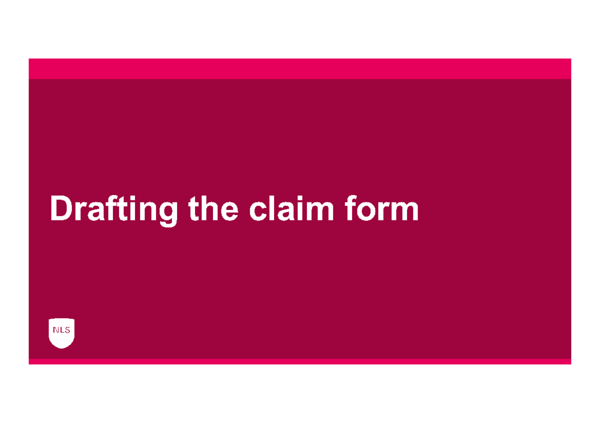 Lecture 20 - Debt claims 2 - Read-Only - Drafting the claim form ...