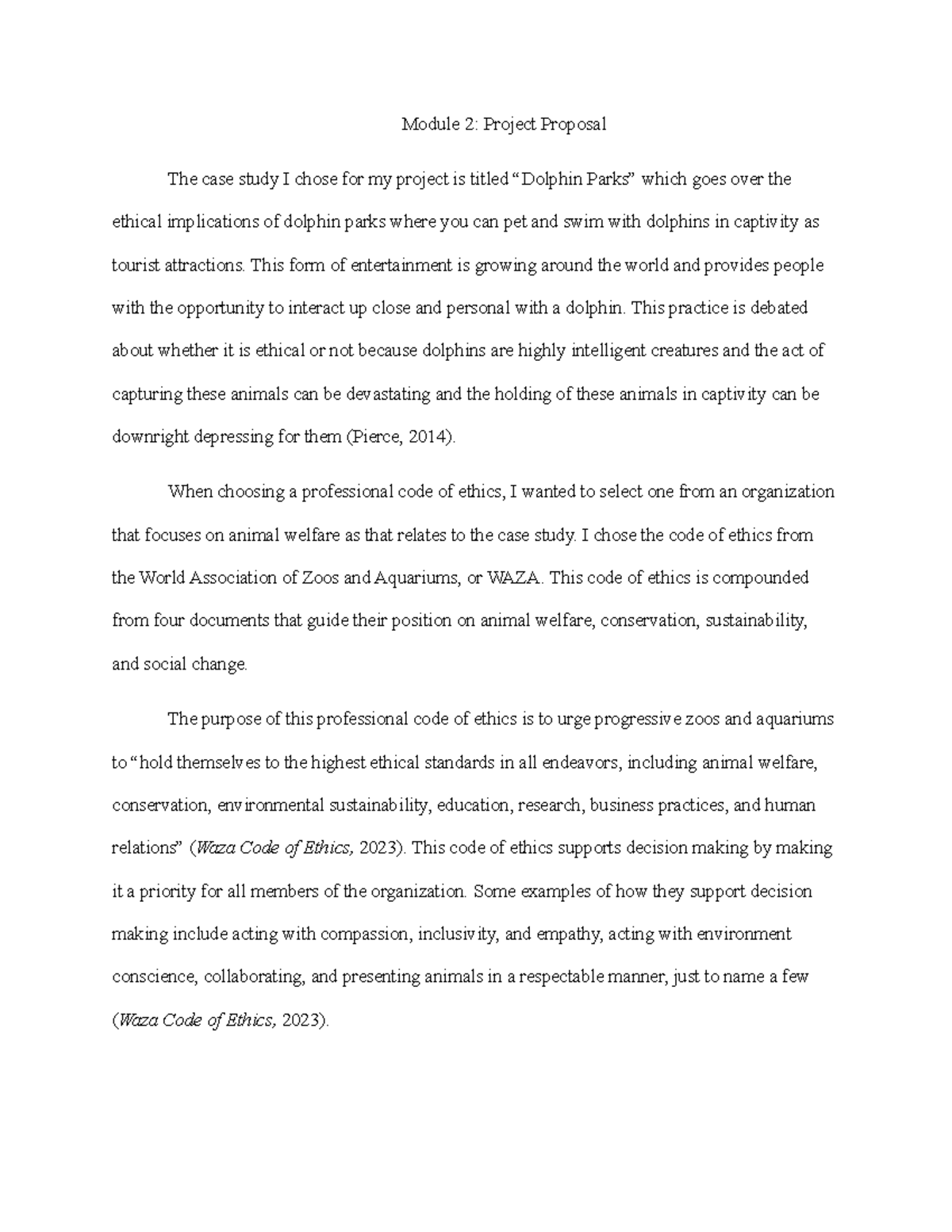 Module 2: Project Proposal on Dolphin Parks Ethics - Studocu