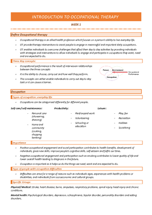 Module 12- OPMA - OPMA model - Module 12: Occupational Performance ...