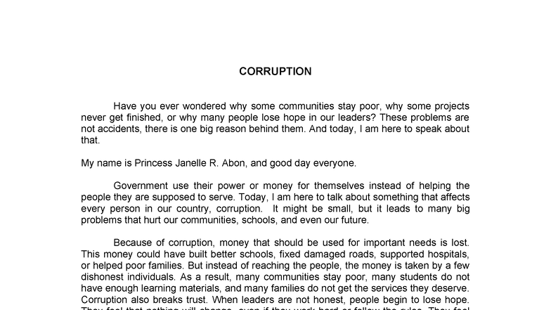 CORRUPTION: Understanding Its Impact and the Fight Against It - Studocu