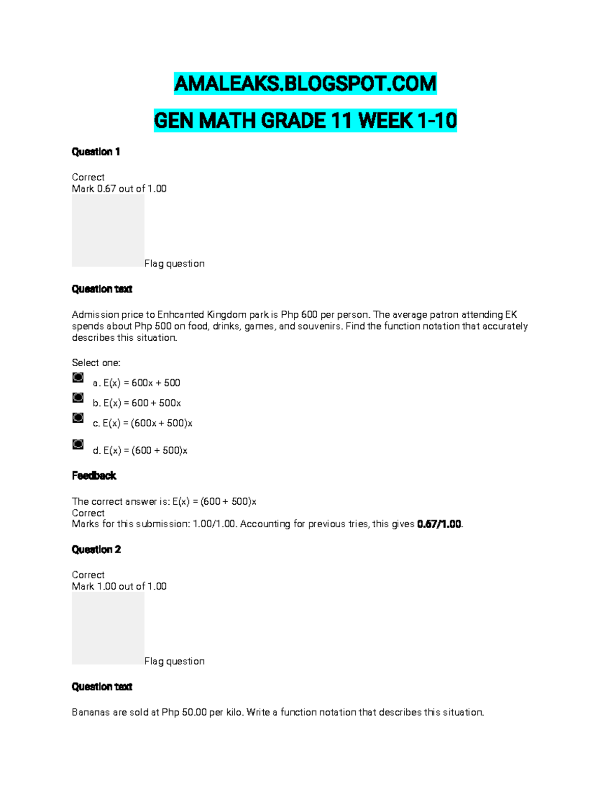 Gen Math G11 Week 1-10 Study Guide and Solutions - Studocu