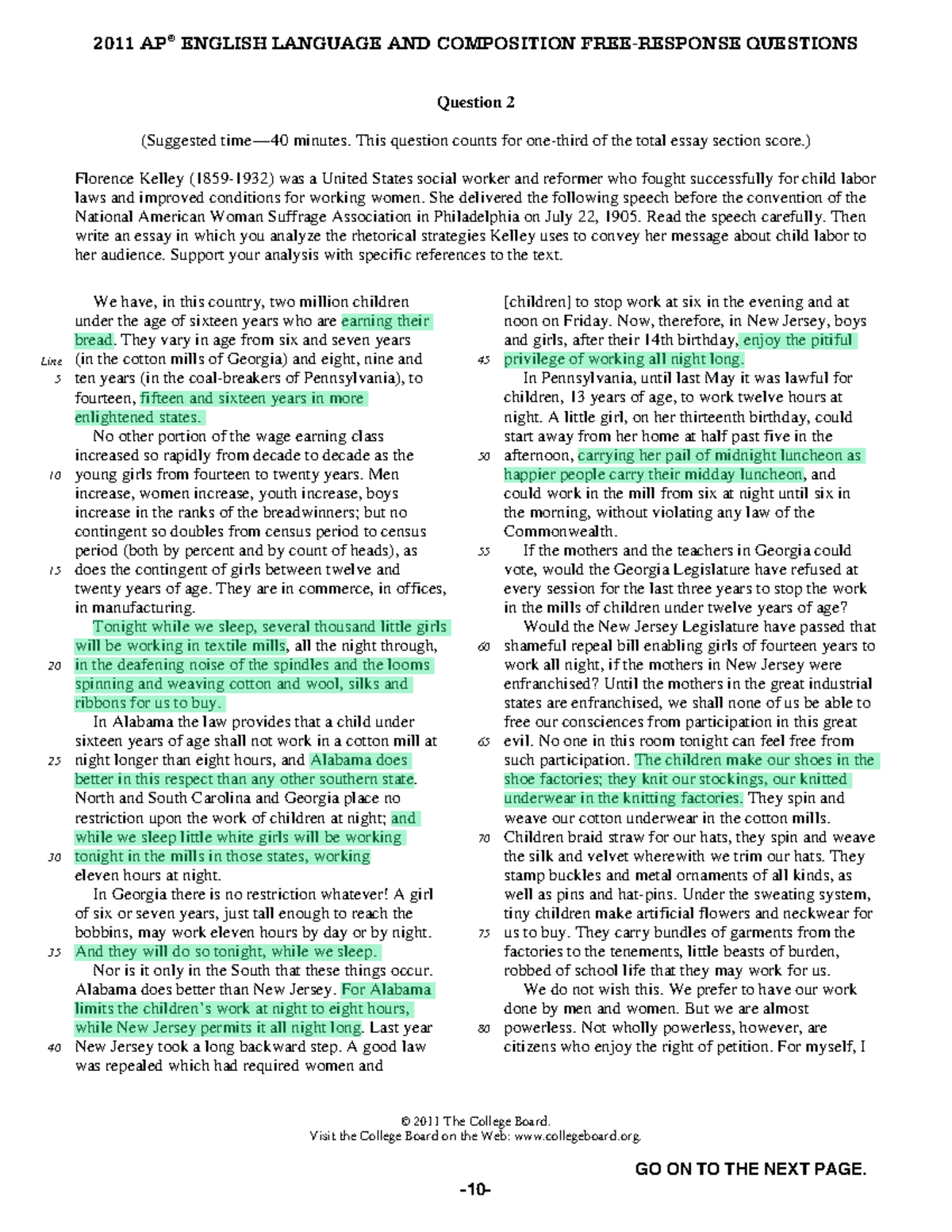 AP Lang: Analyzing Florence Kelley's Rhetorical Strategies on Child ...