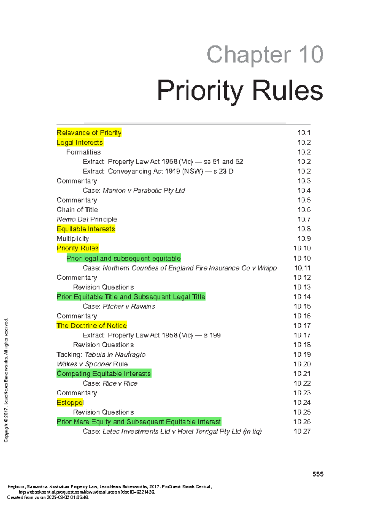 Australian Property Law - Chapter 10: Detailed Priority Rules Analysis ...