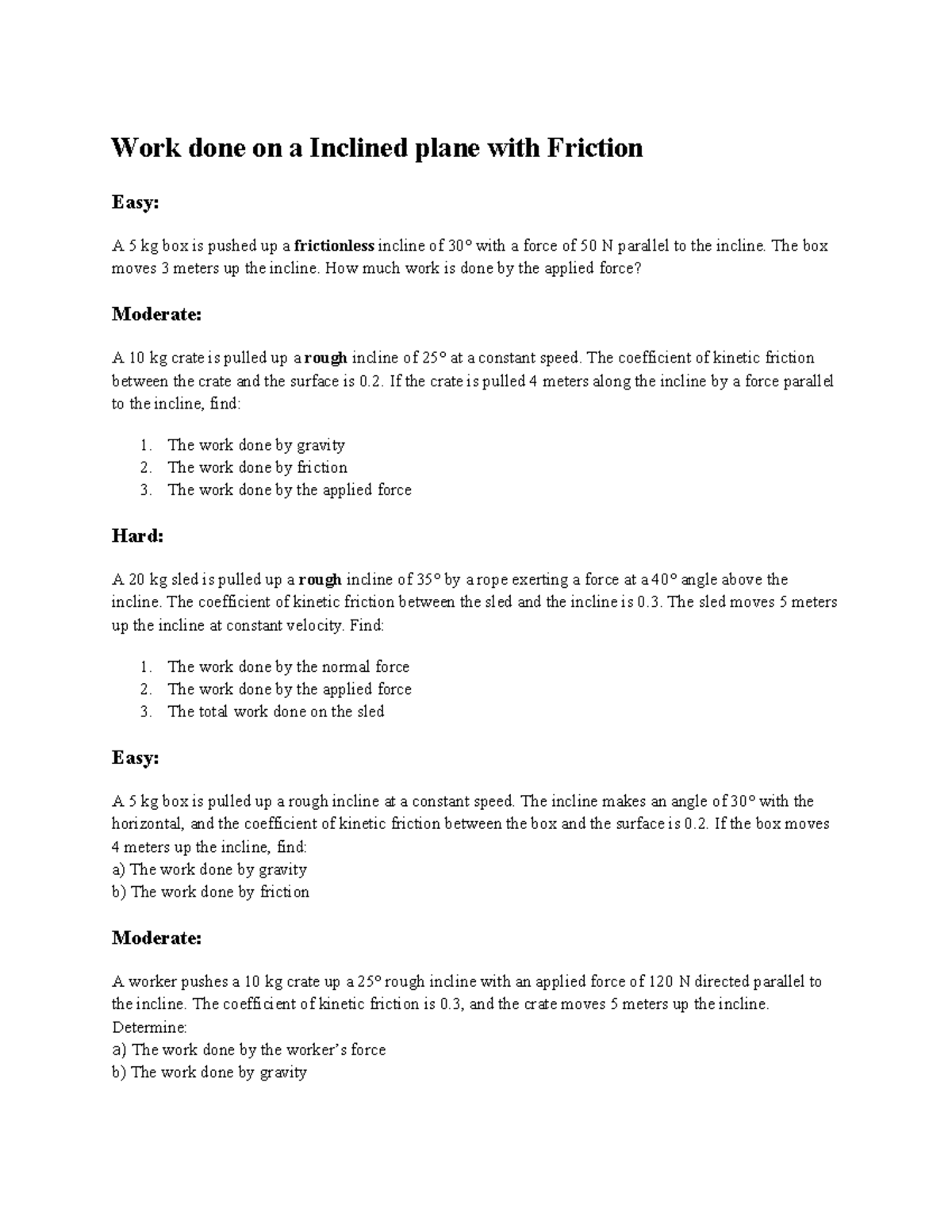 Chapter 6 - Practice Questions on Work and Energy (Physics 101) - Studocu