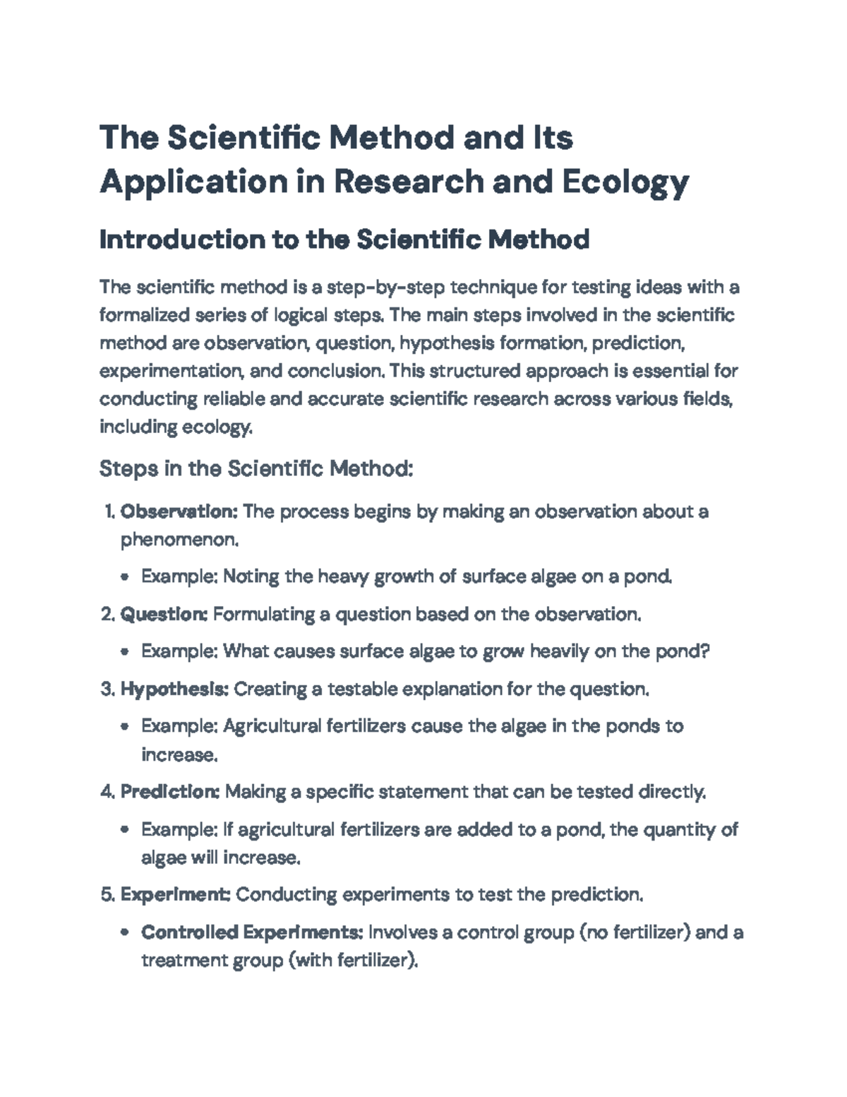Scientific Method and Ecological Research: Concepts and Applications ...