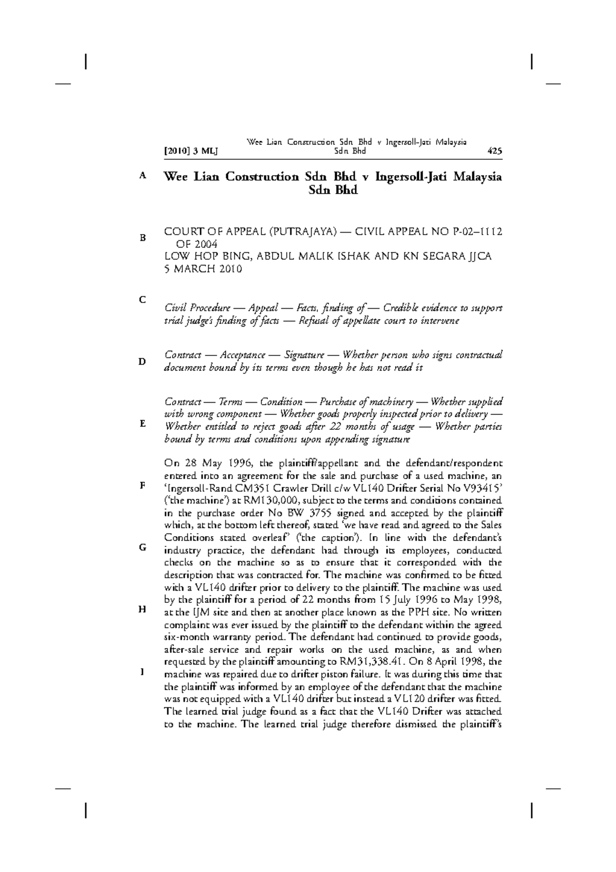 Wee Lian Construction Sdn Bhd v Malaysia Sdn Bhd: Court of Appeal Case ...