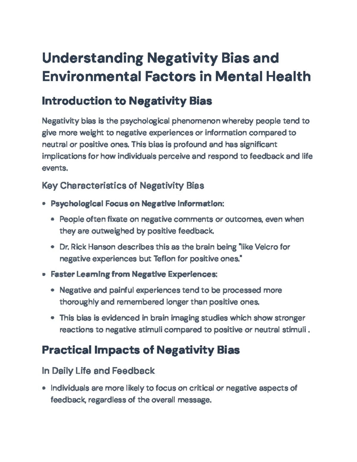 Understanding Negativity Bias and Its Impact on Mental Health Factors ...