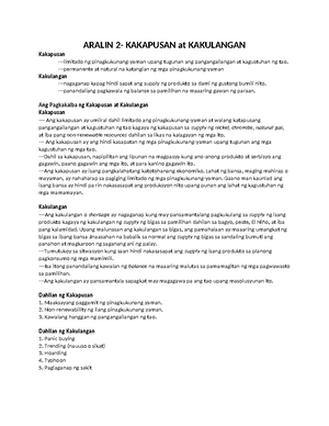 Araling Panlipunan 10 1st Quarter Reviewer - REVIEWER SA AP 10 (UNANG MARKAHAN) I ...