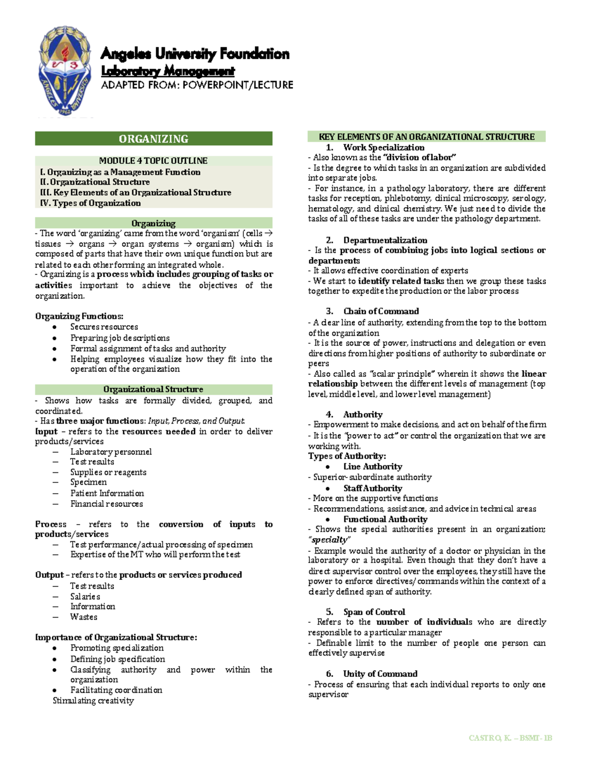 Laboratory Management - Module 4 & 5 Overview and Key Concepts - Studocu