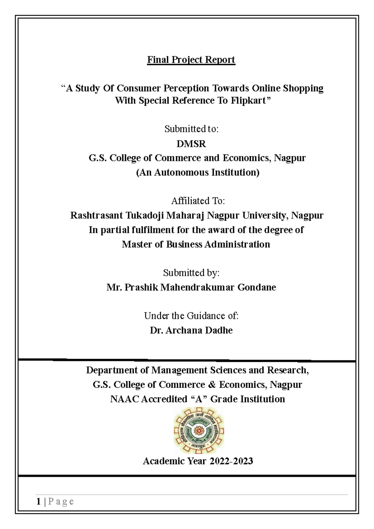 Final Project Report: Consumer Perception of Online Shopping (MBA ...