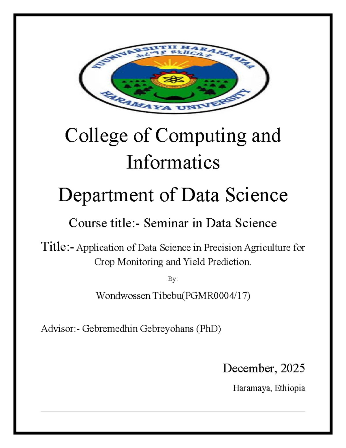 Data Science Seminar: Precision Agriculture Applications (DSC 2025 ...