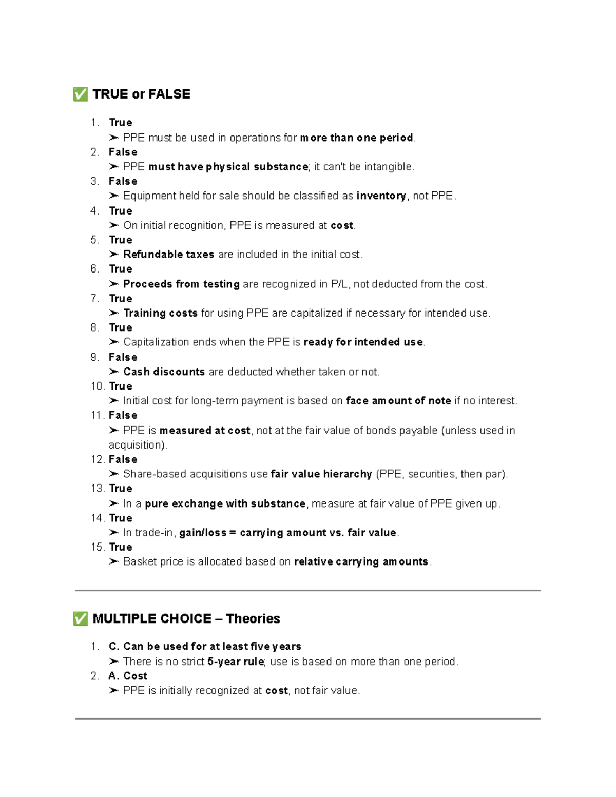 PPE Accounting Principles and MCQs - INTACC Study Guide - Studocu