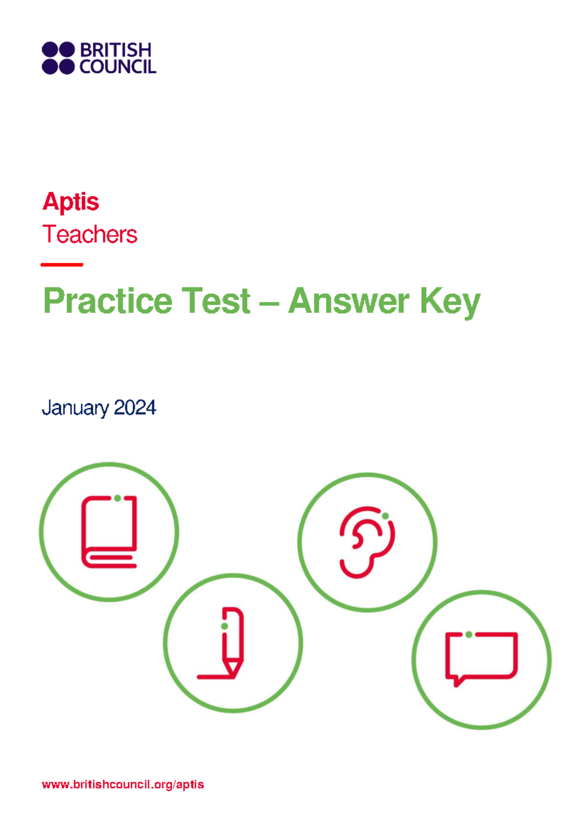 Aptis for Teachers Speaking Practice Test Answer Key - Jan 2024 - Studocu