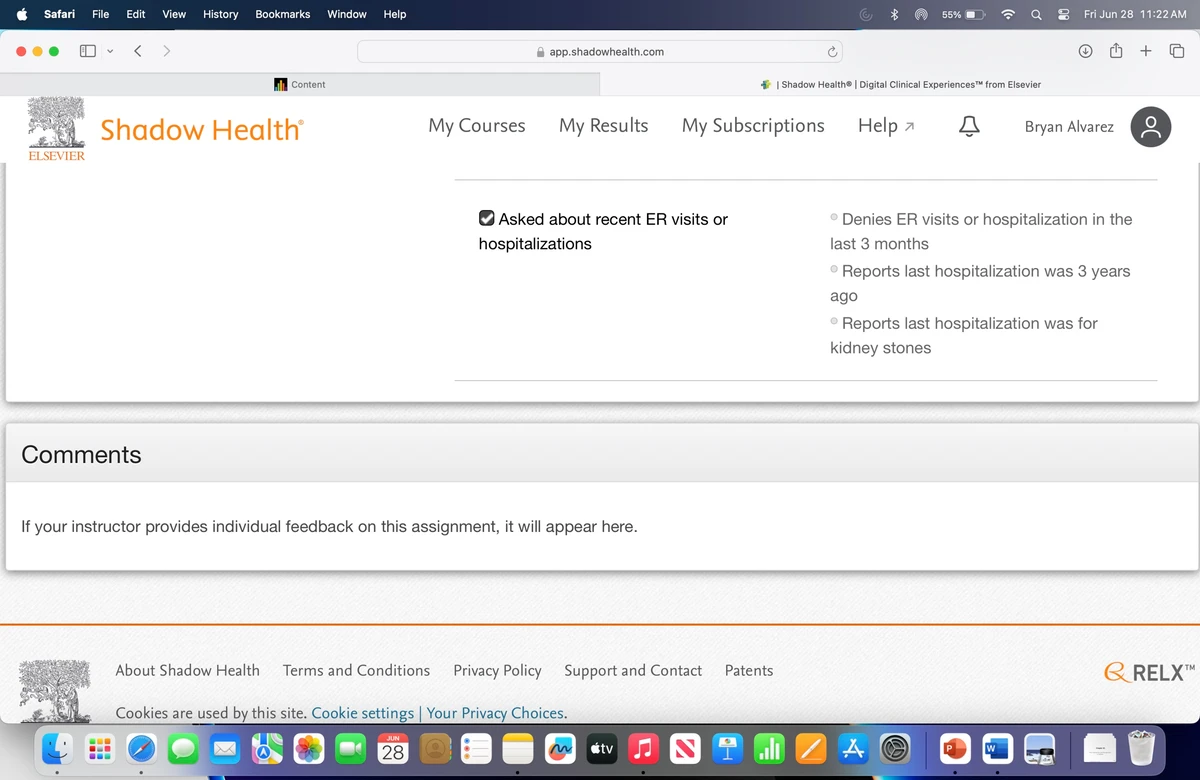 Shadow Health: Focused Exam on Pain Assessment & Family History - Studocu