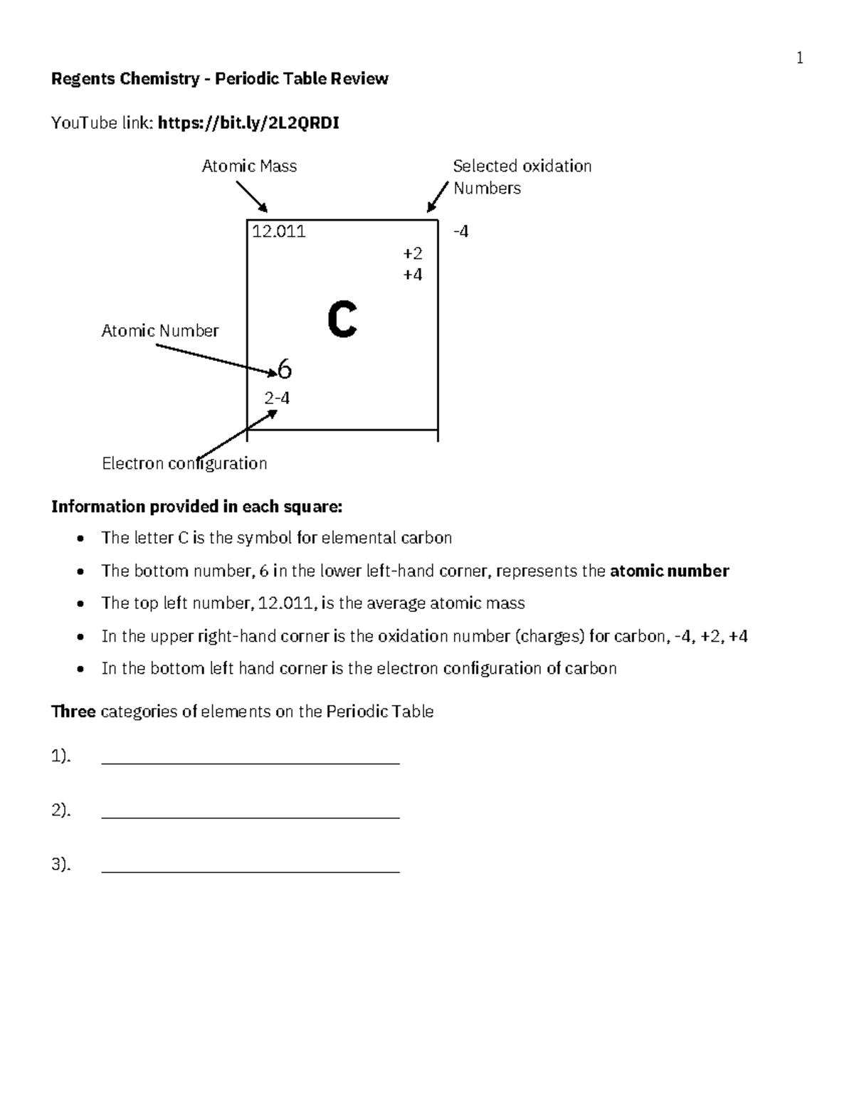 Regents Chemistry: Periodic Table Review Notes for Exam Prep - Studocu