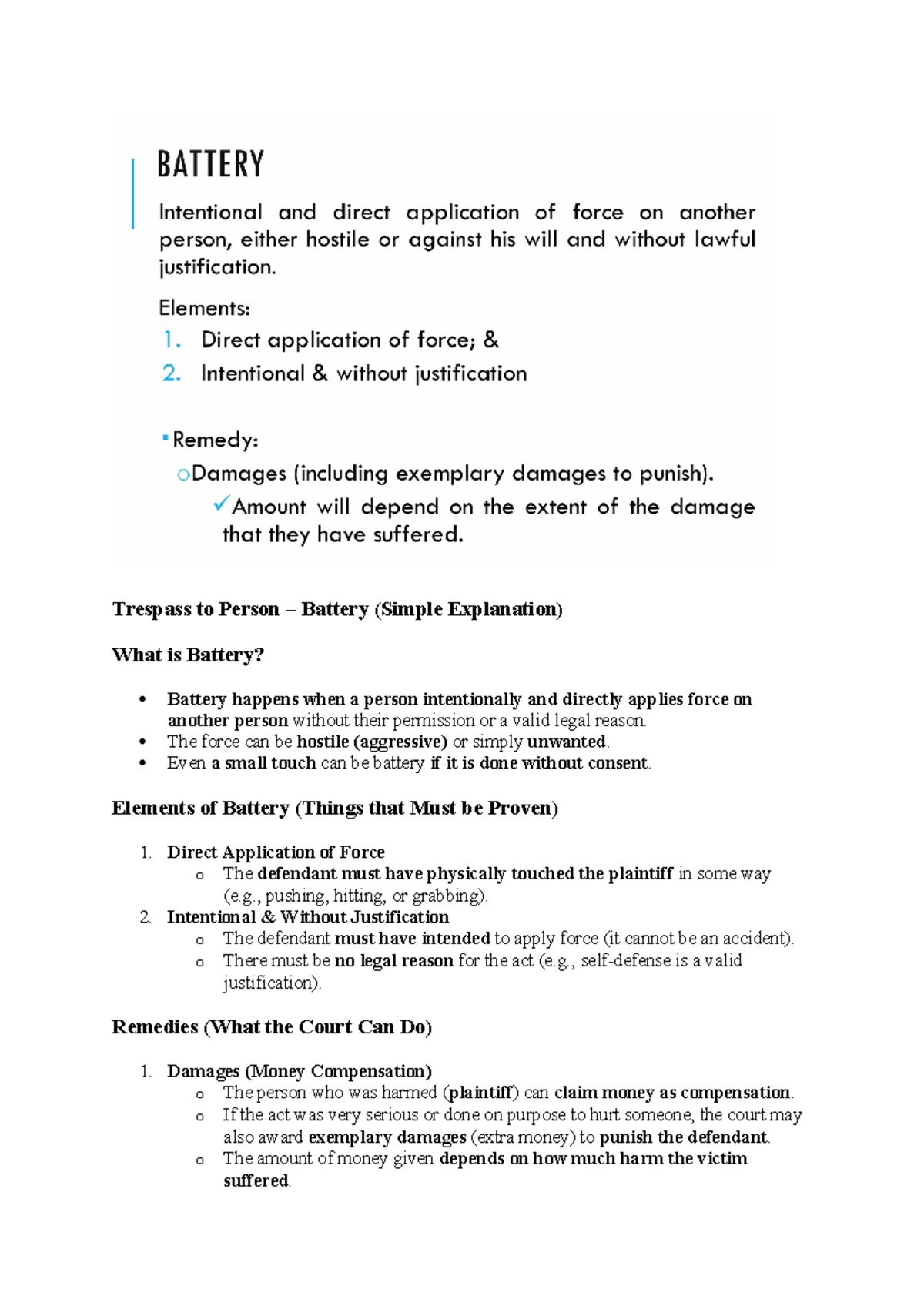 Battery (Law 101): Understanding Intentional Force and Legal ...
