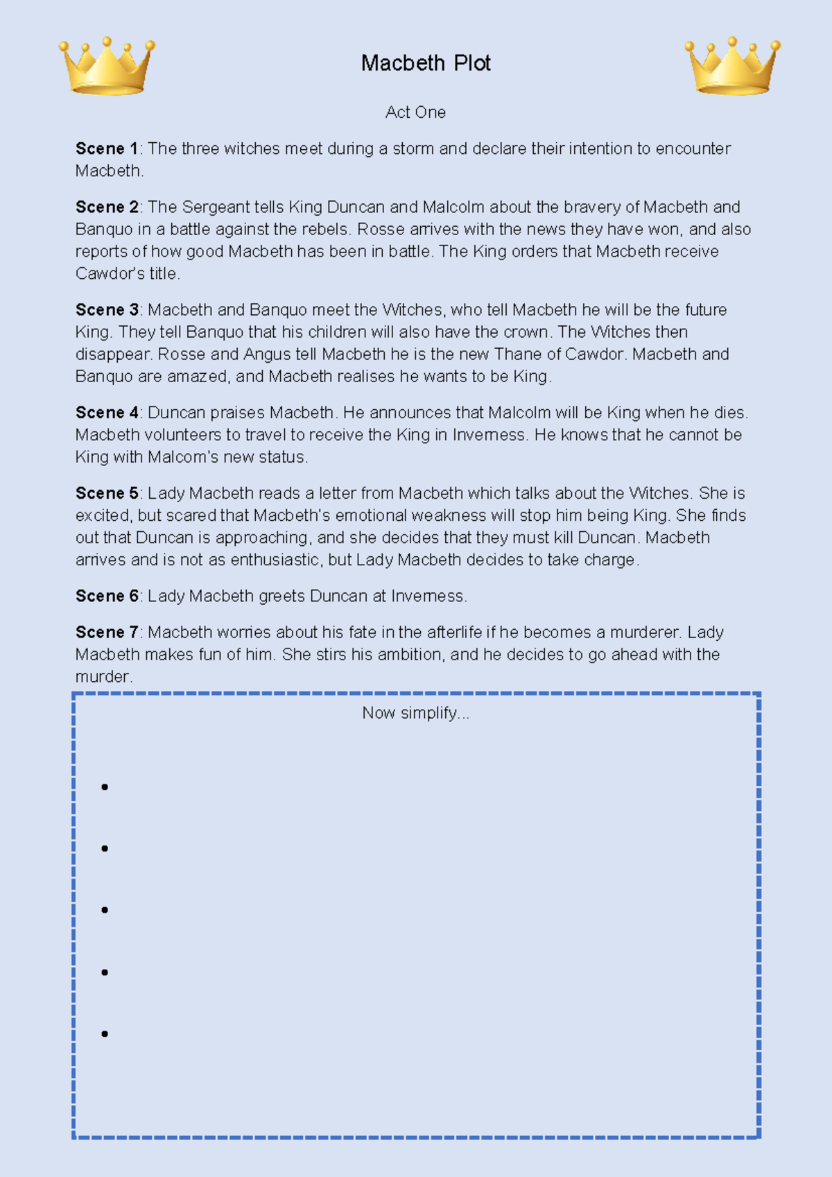 J Gui - Macbeth plot Summary TES - Act One Scene 1: The three witches ...