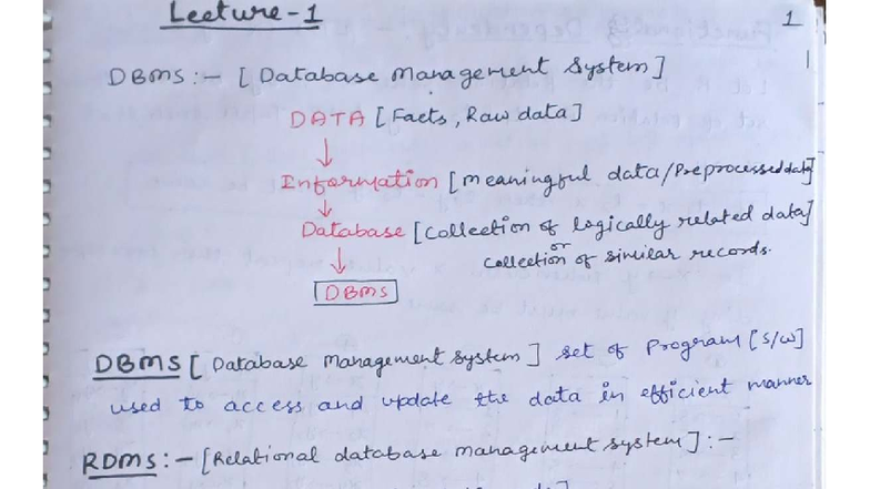 Database Management System GATE Notes (DBMS 1) - Studocu