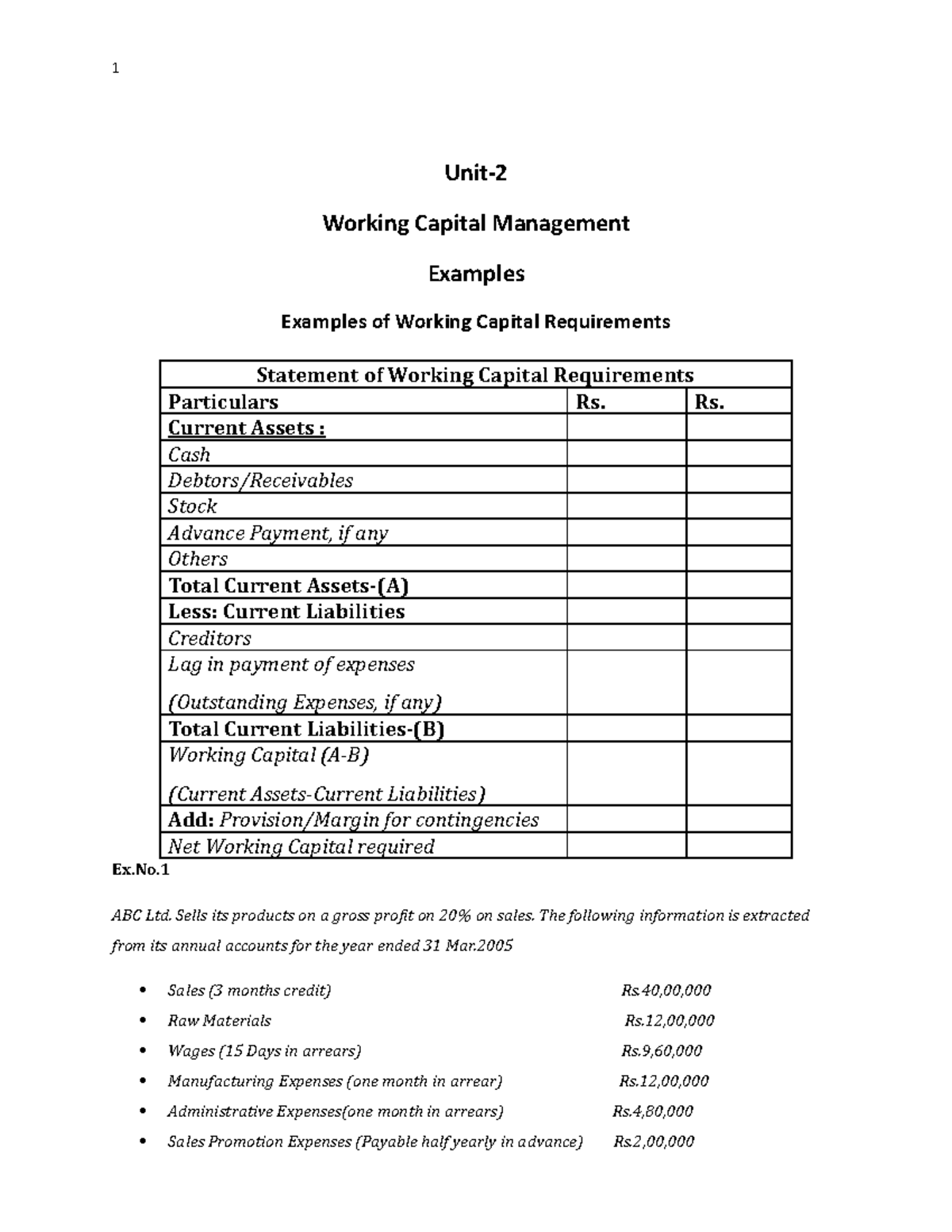 FM-SEM-V-Unit-2-Working Capital Examples-All 1-20 Examples (2022-23 ...