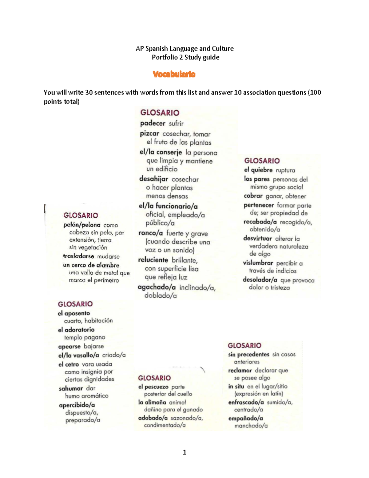 AP Spanish Language & Culture: Portfolio 2 Study Guide - Studocu
